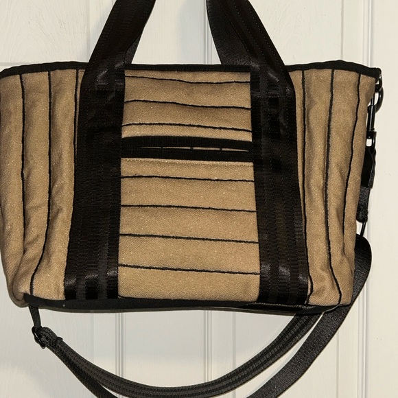 THINK ROYLN | Bags | Think Royln Black And Tan Striped Tote Bag | Poshmark